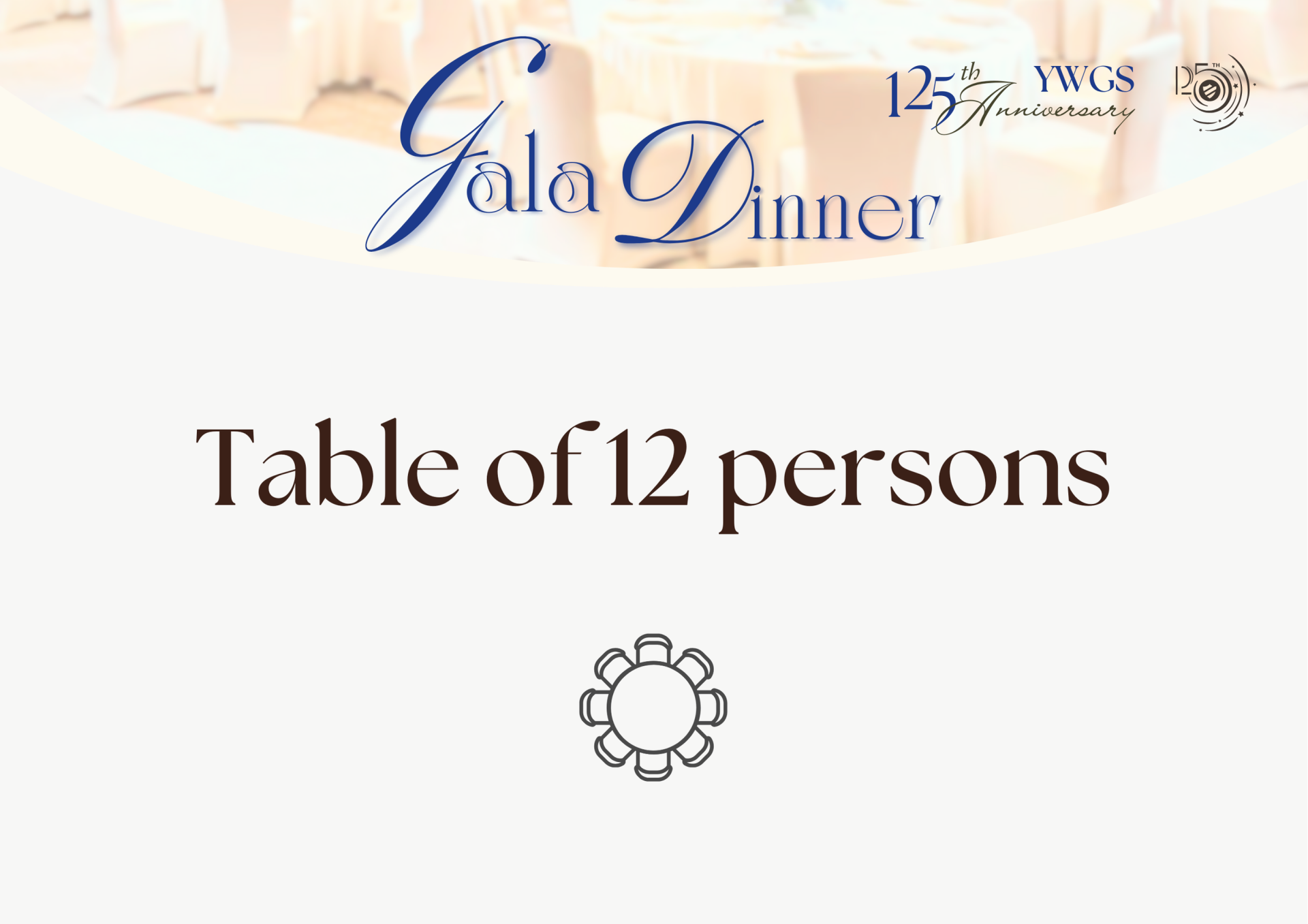 Table of 12 persons, Gala Dinner - Ying Wa Girls’ School E-shop